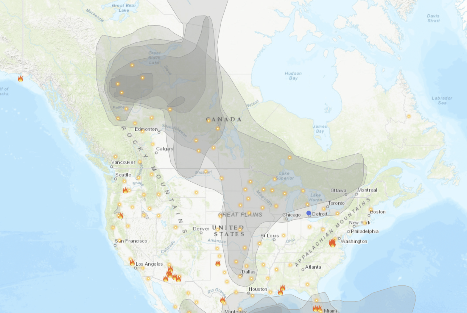 Detroit, Michigan air quality map today